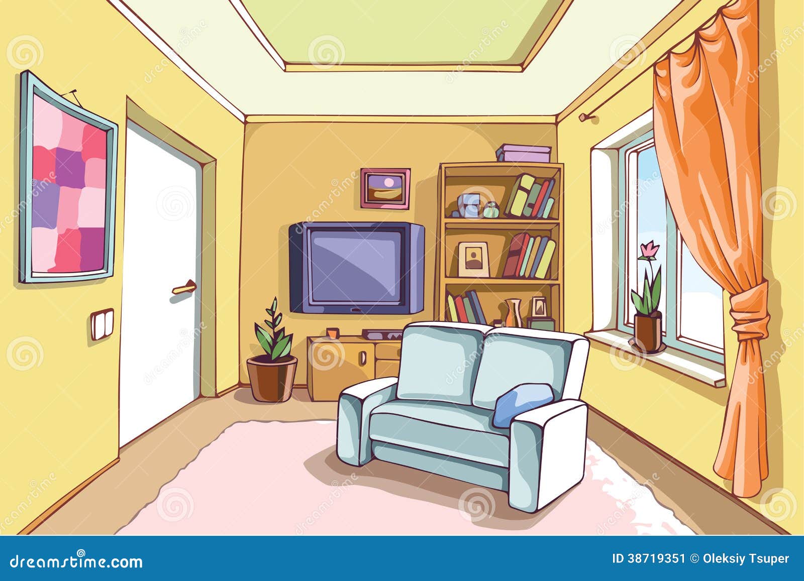 Living Room Interior Home Modern Apartment Design Vector Illustration ...