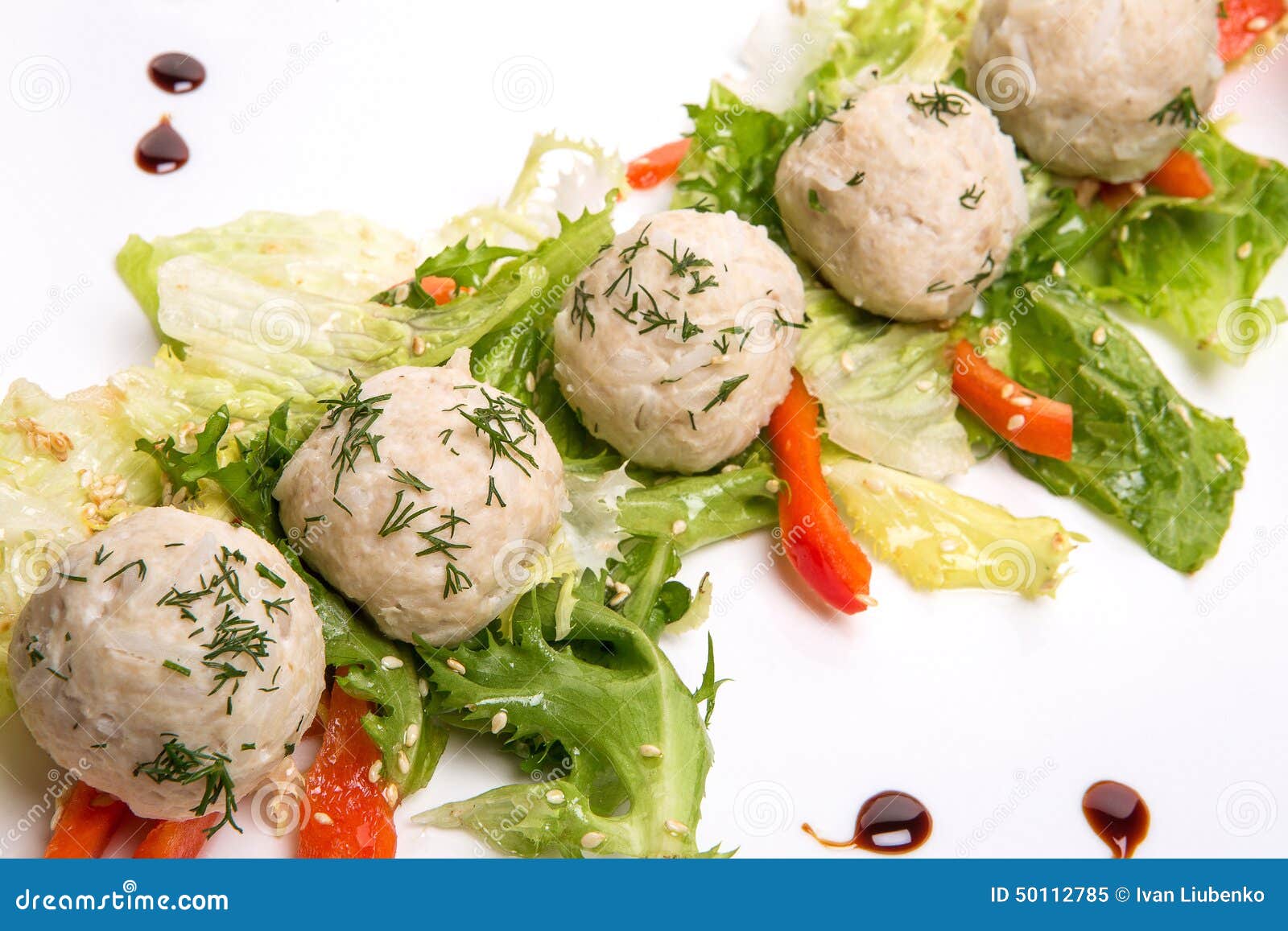 Light Lunch Wiht Rice Patties and Salad Stock Image - Image of european ...