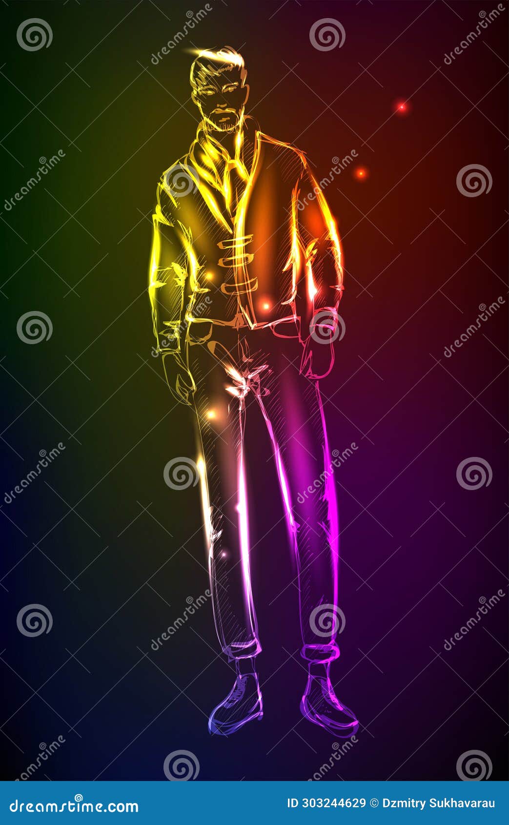 A light man stock vector. Illustration of model, freehand - 303244629