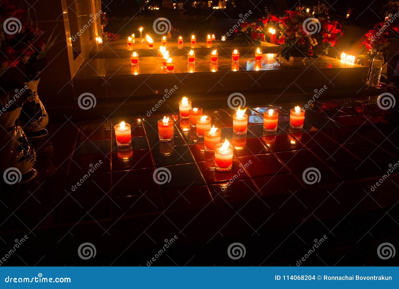 Light of Many Candles Glowing at Night Stock Photo - Image of glowing ...