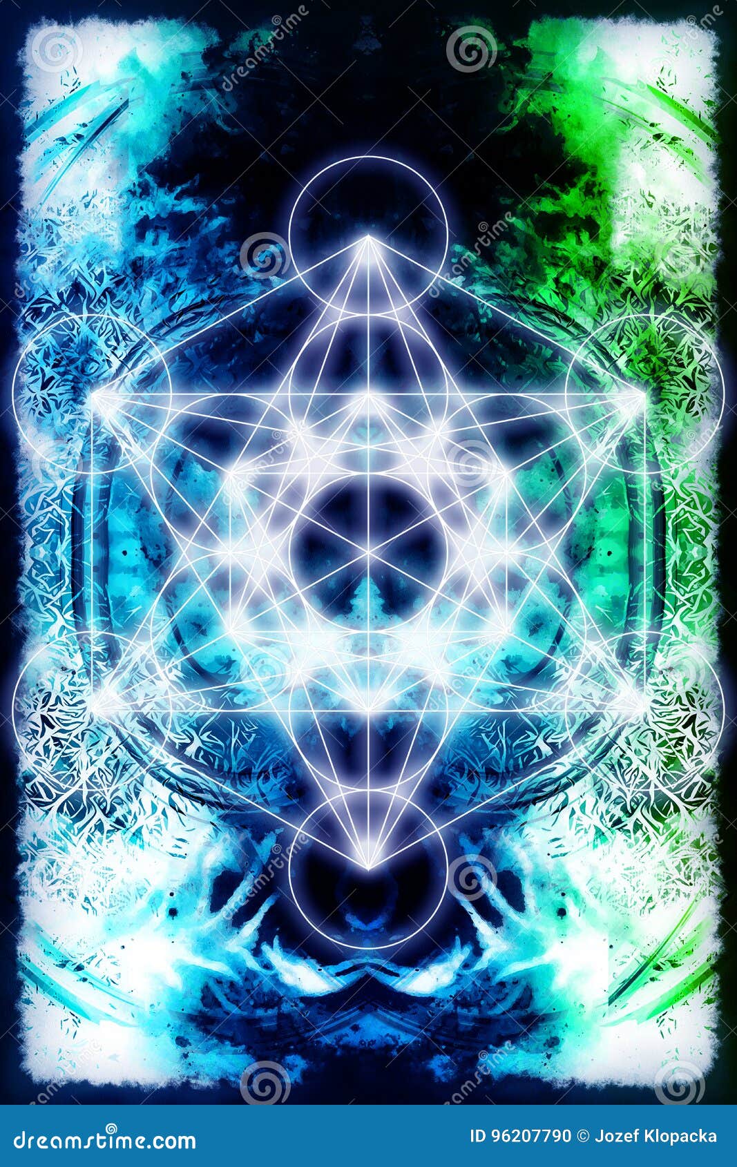 Light Merkaba on Abstract Background. Sacred Geometry. Stock ...