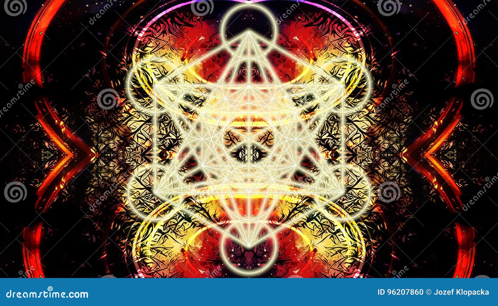 Light Merkaba on Abstract Color Background. Sacred Geometry. Stock ...