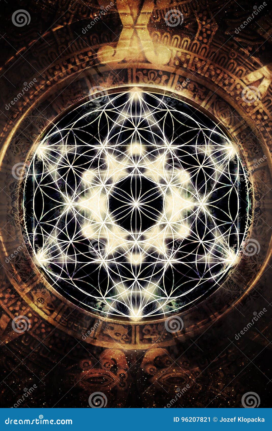 Light Merkaba and Flower of Life in Cosmic Space. Sacred Geometry ...