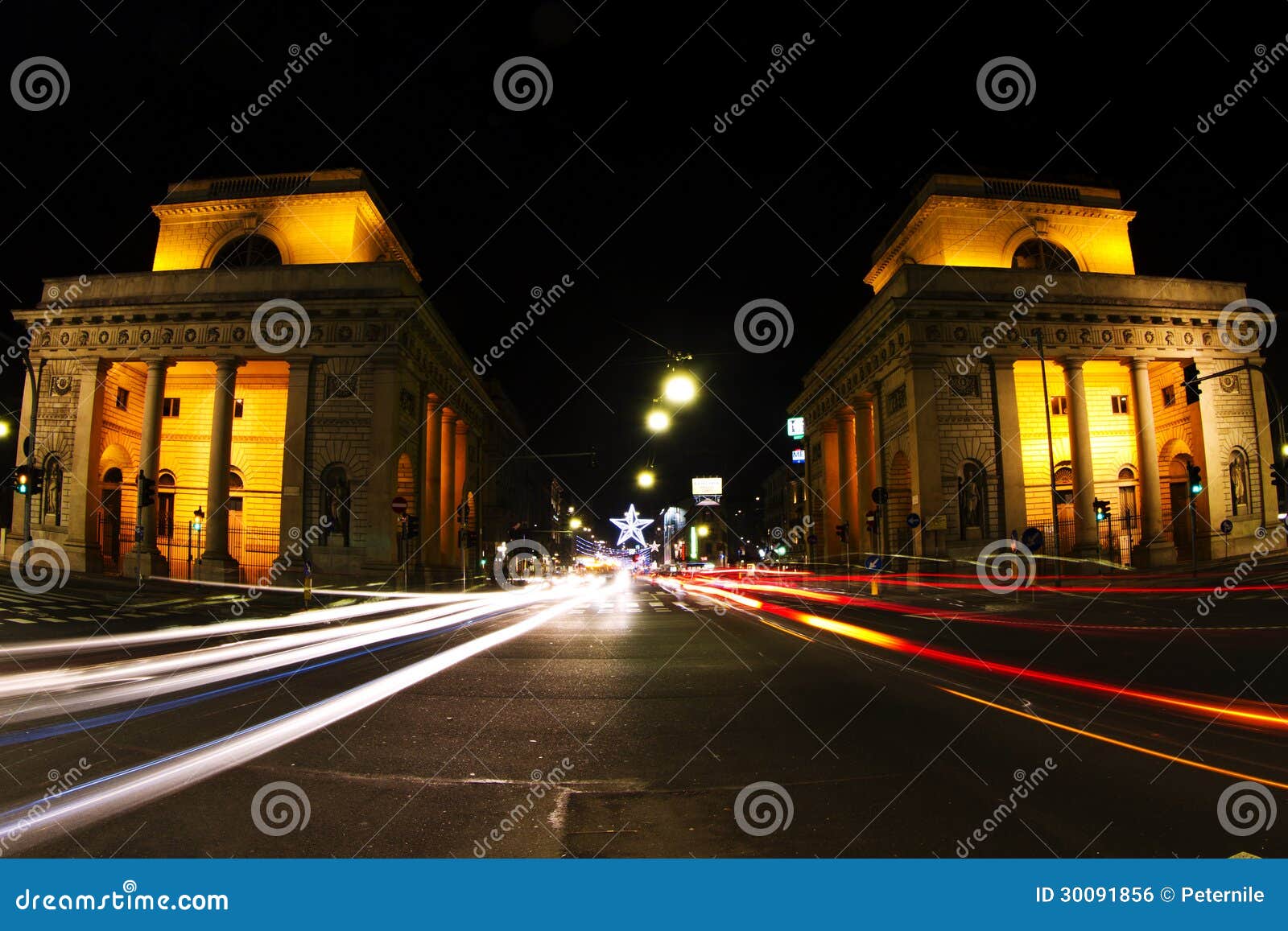 Milan by night stock photo. Image of milan, monument - 30091856