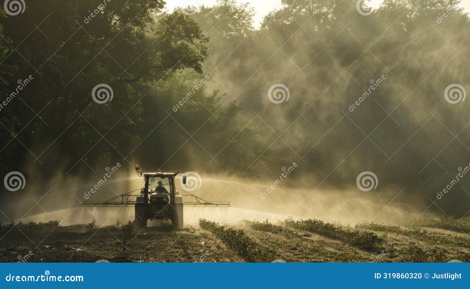 A Light Mist from Water Sprayers Keeping the Dust Levels Down Stock ...