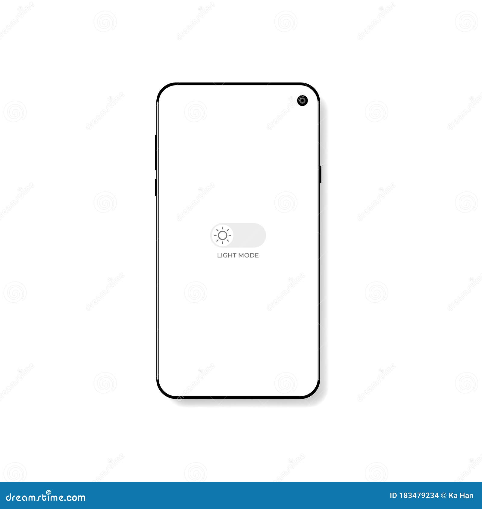 Light Mode Switch Vector Illustration on Frameless Smartphone. Day Mode ...