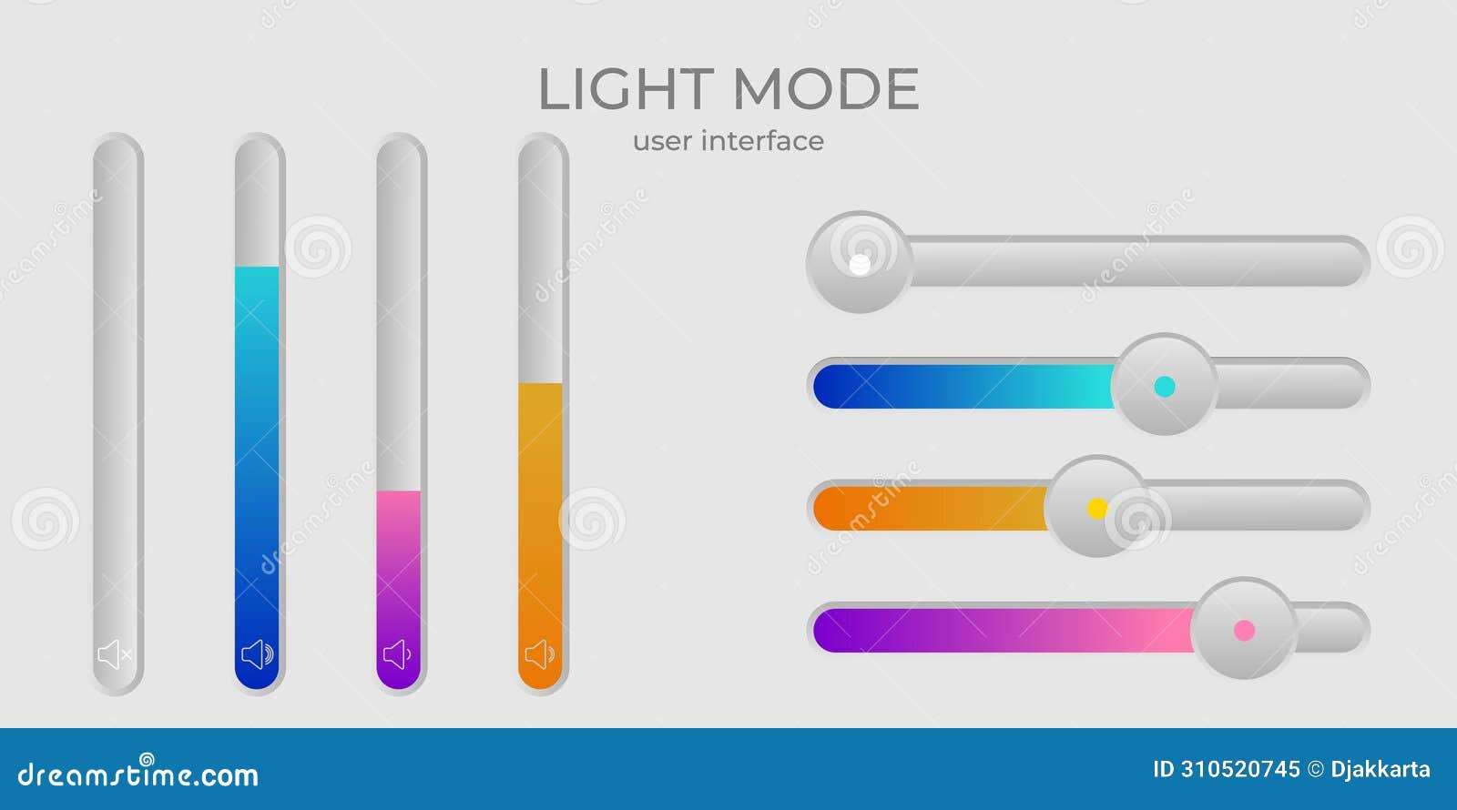 Light Mode Ui Simple Elegant Set Switcher, Volume Bar Design Stock ...