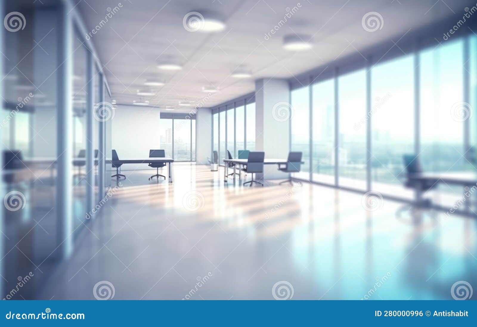 Light Modern Office Interior with Panoramic Windows and Beautiful ...