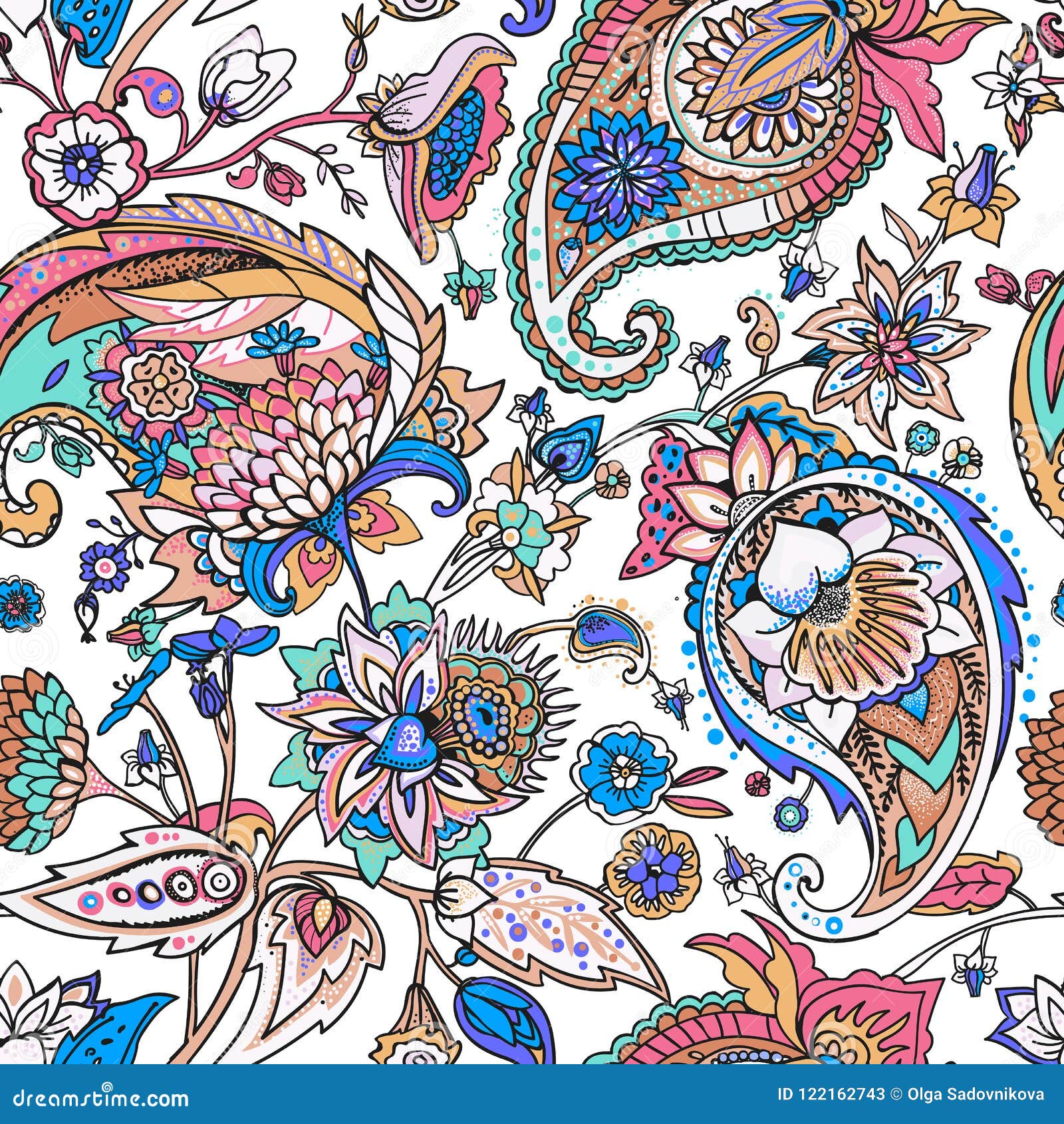 Light Modern Seamless Paisley Pattern. Based on the Traditions of ...