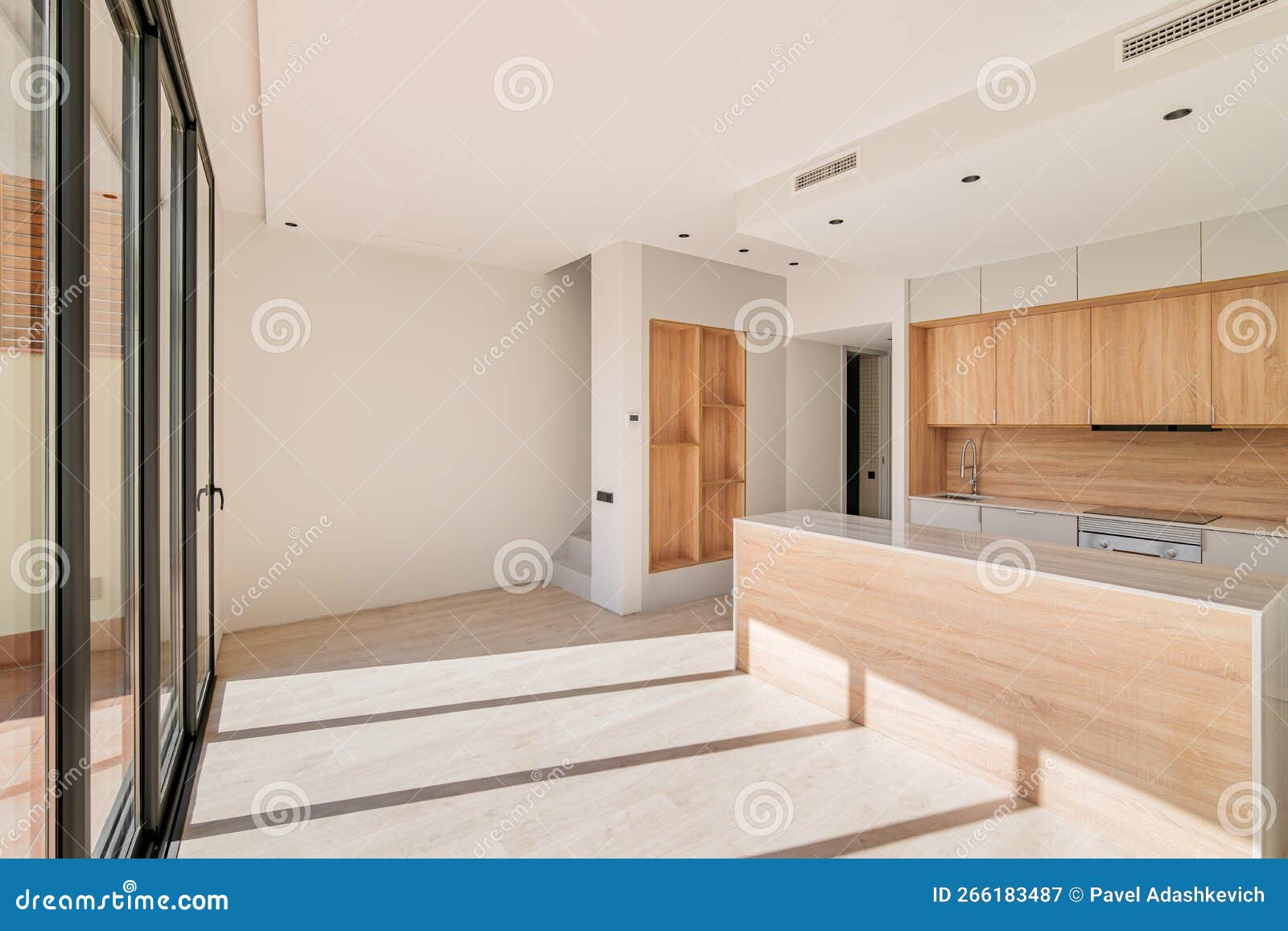 Light Modular Kitchen with Cupboard Design Interior, Made in White and ...