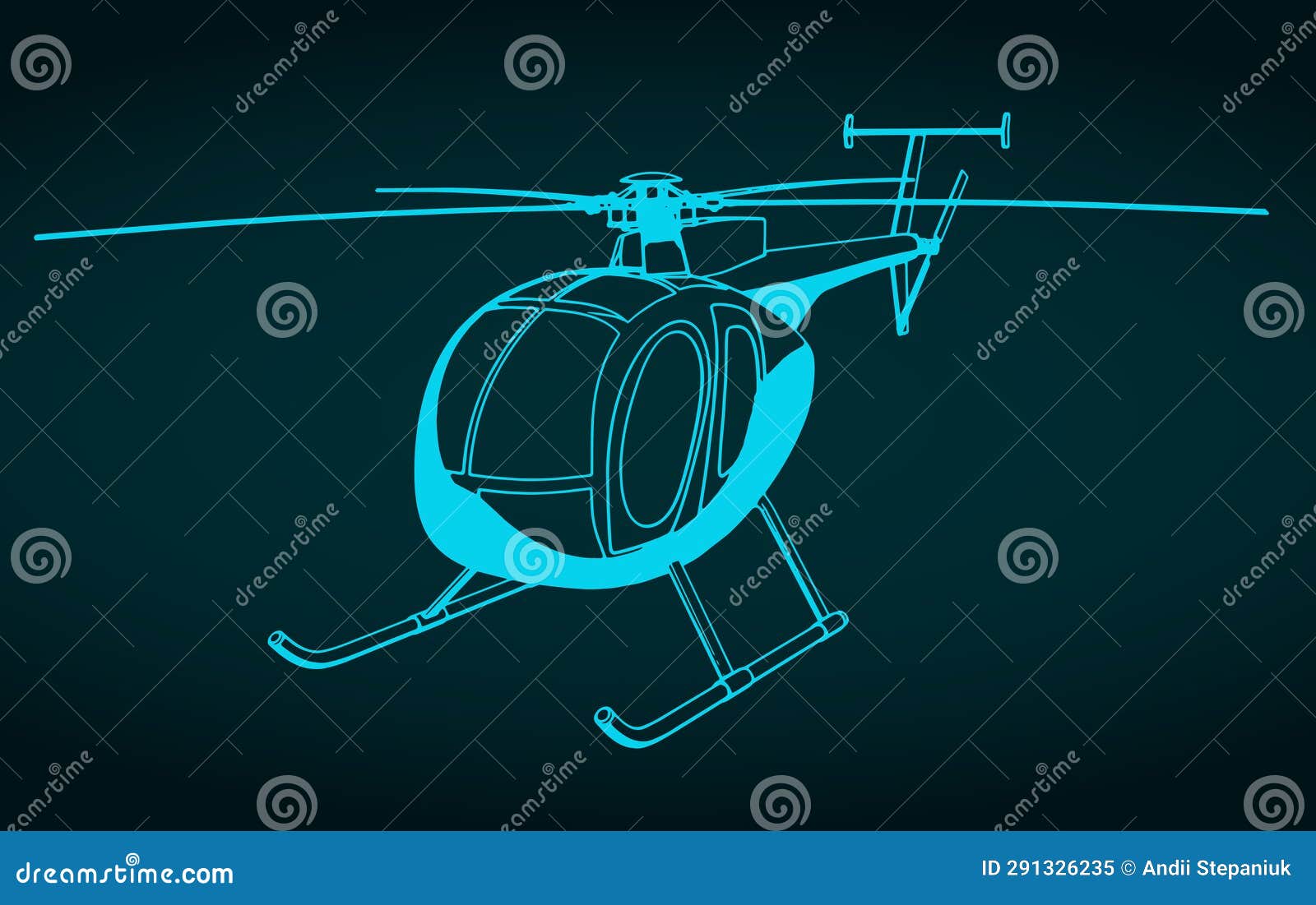 Stylized Helicopter Blueprints Vector Illustration | CartoonDealer.com ...