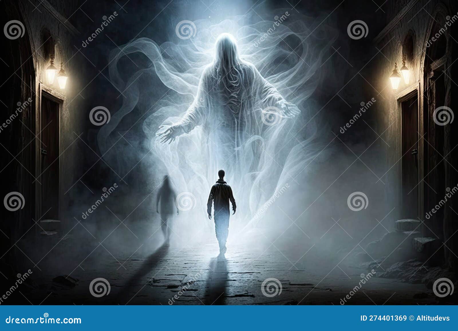 Light Mystical Apparitions and Creature Walking in Air Stock Image ...