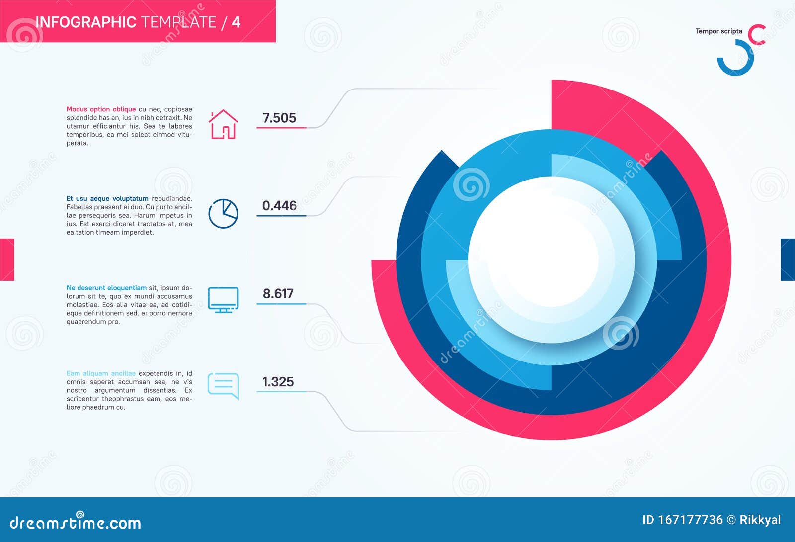 Light and Neat Vector Infographic Circle Chart Template. Four Options ...