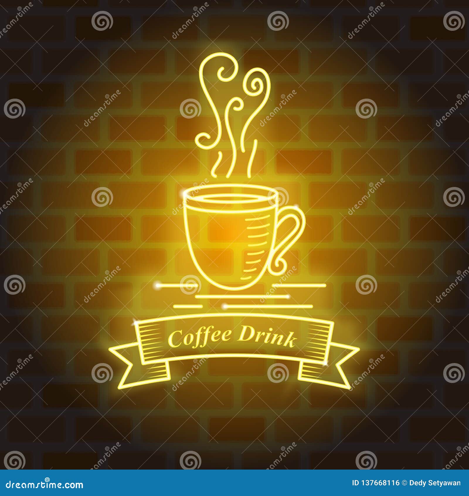 Luminous Neon Coffee Vector Design Stock Vector - Illustration of ...
