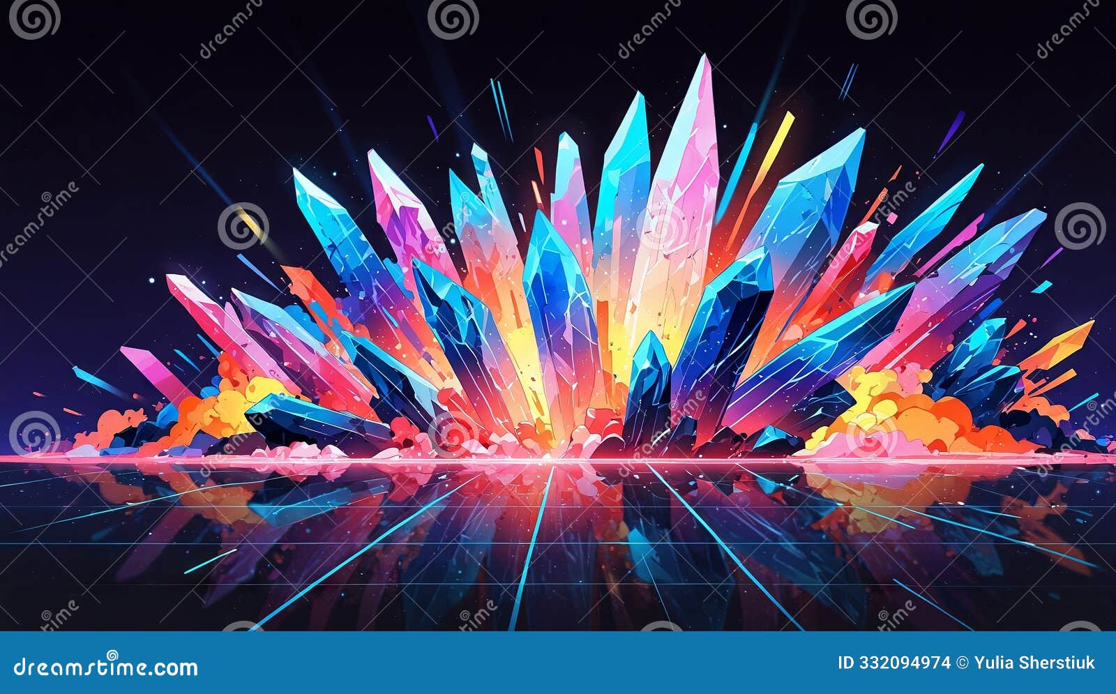 3 Light, Neon, and Retro Crystallize Background. Anime Style Stock ...