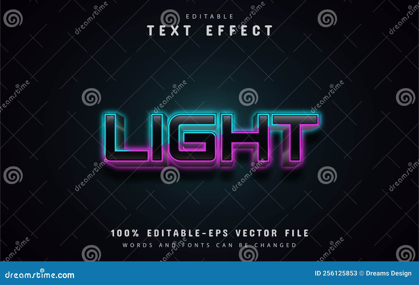 Light Neon Style Text Effect Stock Vector - Illustration of style, font ...