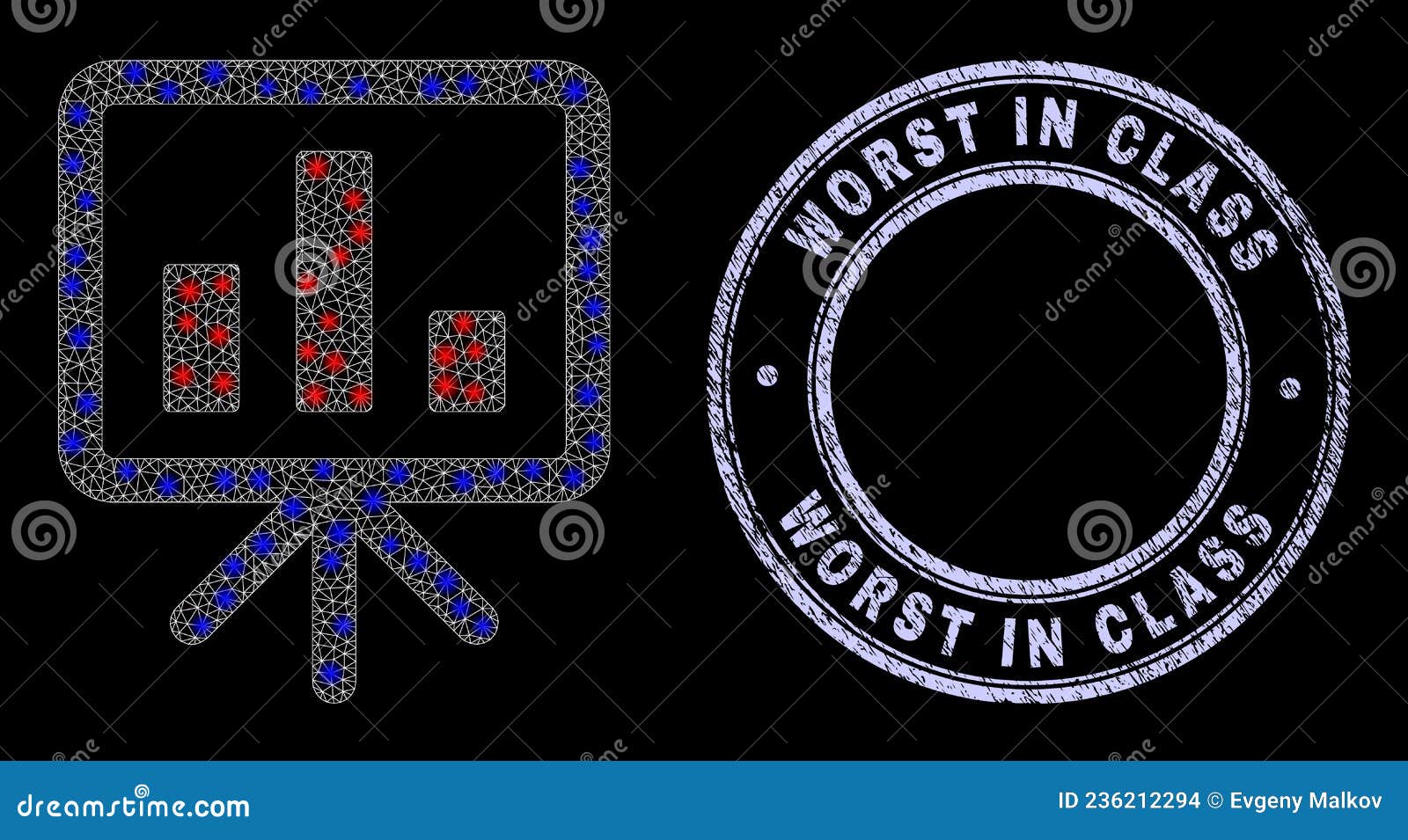 Rubber Worst in Class Stamp and Glare Mesh Bar Chart Presentation with ...