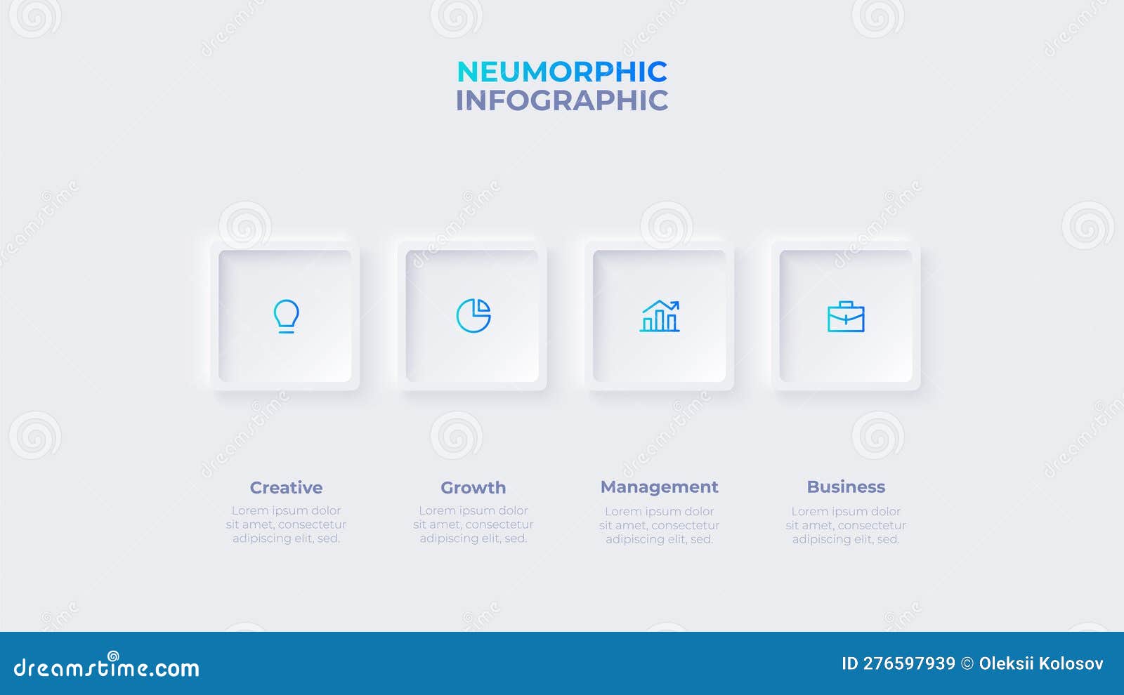 Light Neumorphic Horizontal Progress Diagram with 4 Square Elements ... Light Neumorphic Horizontal Progress Diagram with 4 Square Elements ...