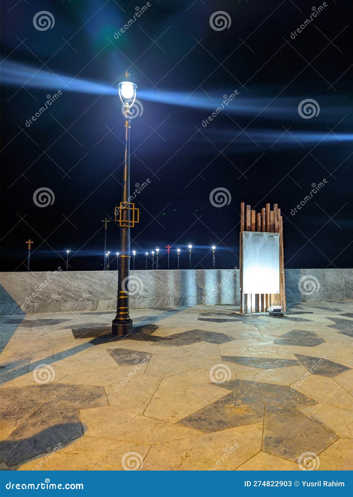 A Light at Night on a Beautiful Beach Stock Image - Image of dusk ...