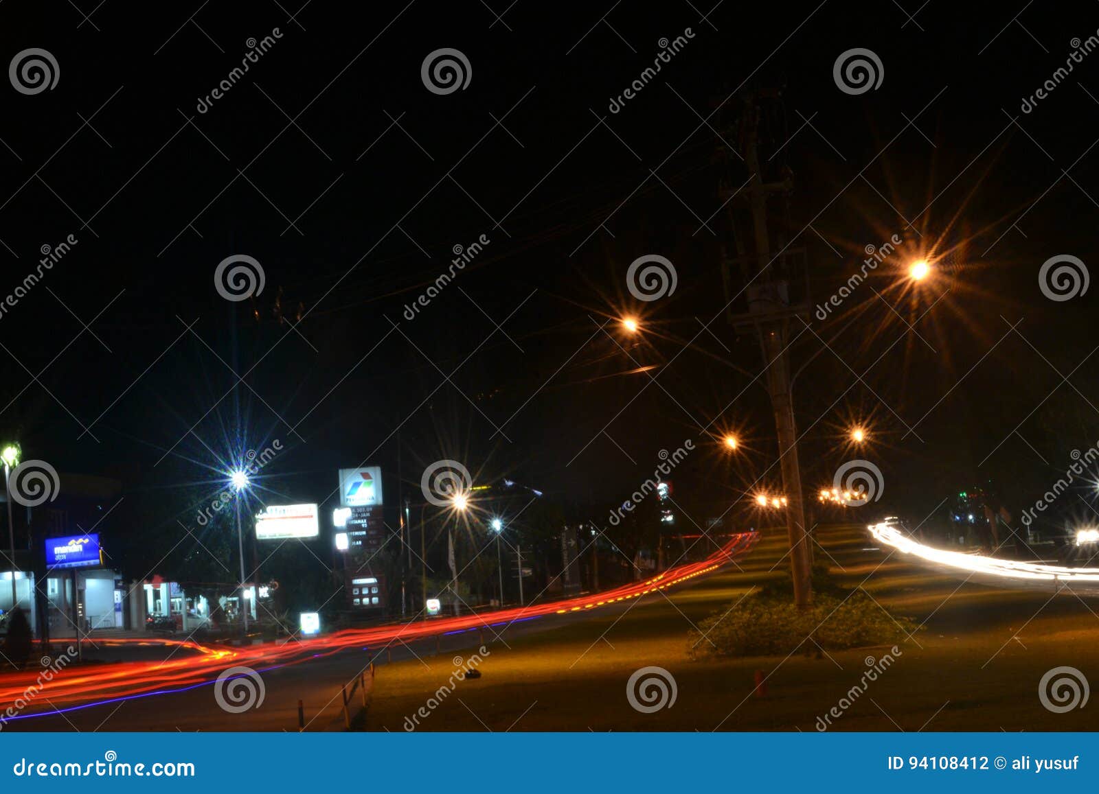 The Light in the Night with Lamp at Semarang Indonesia Editorial ...