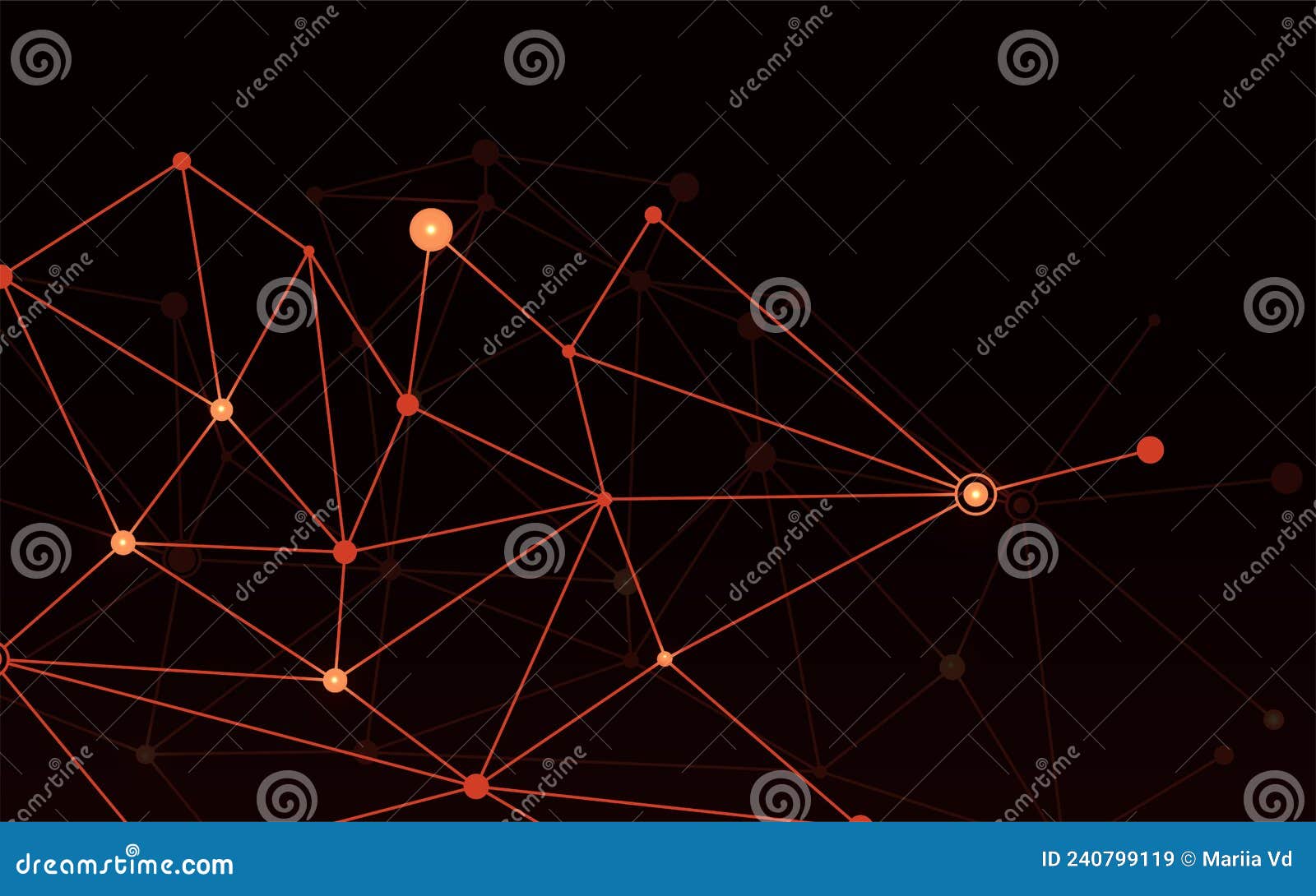 Light Node on a Dark Red Background with Line Dot Connection ...