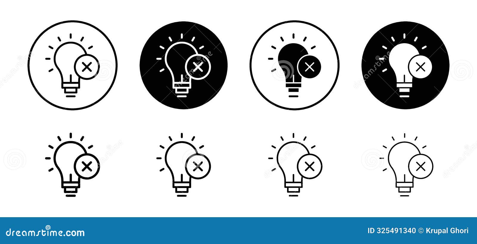 Light Off Vector Icon Set Collection. Light Off Outline Flat Icon Stock ...