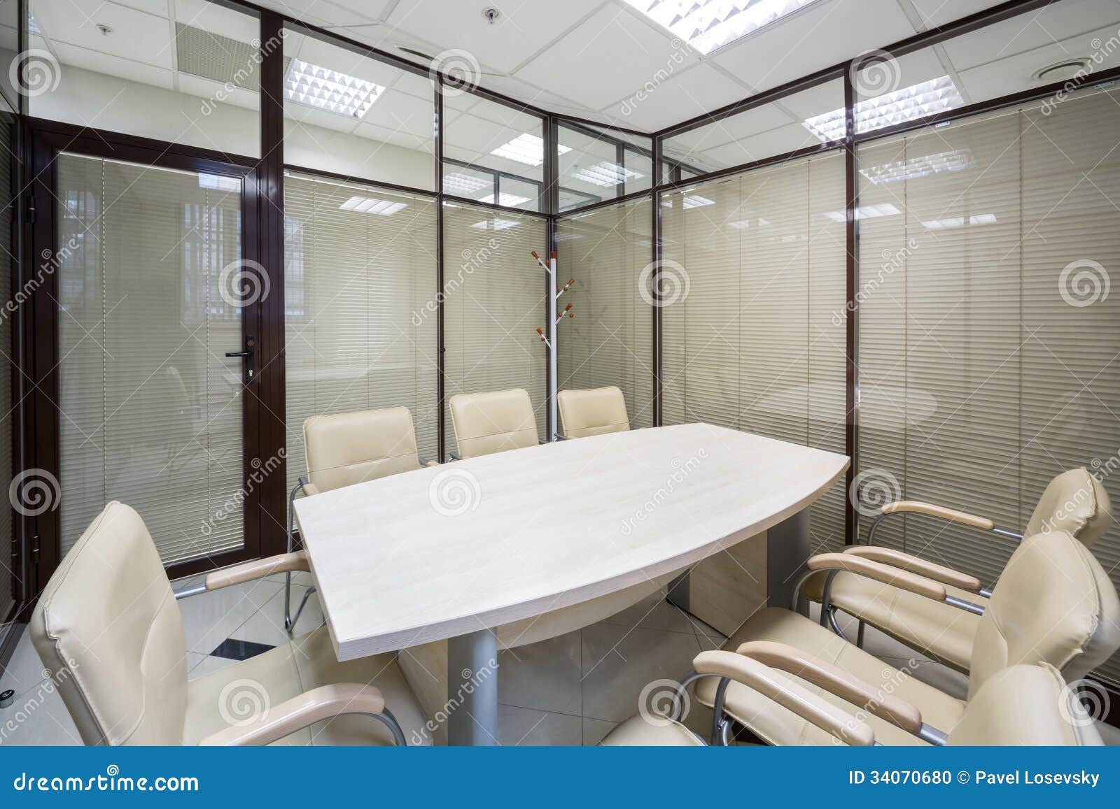 Light Office Blinds Closed with a Table Stock Photo - Image of business ...