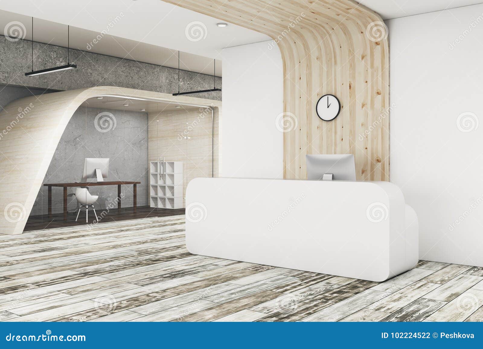 Light office reception stock illustration. Illustration of furniture ...