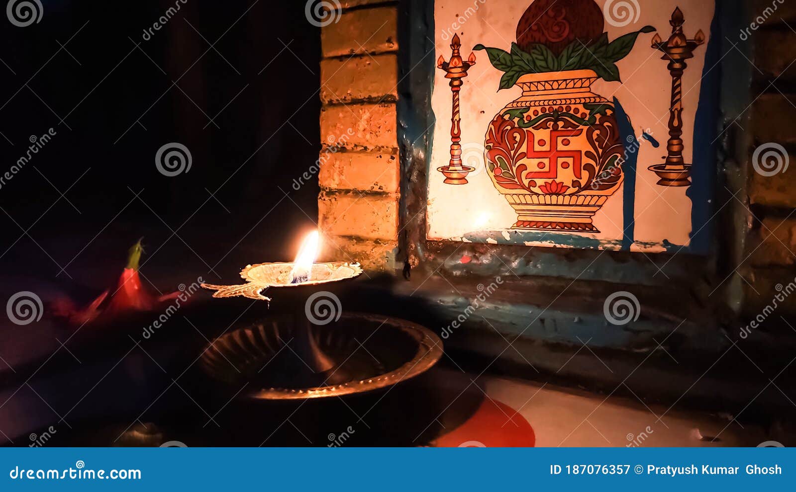 Light from Oil Lamp in a Temple Stock Image - Image of lamp, insect ...