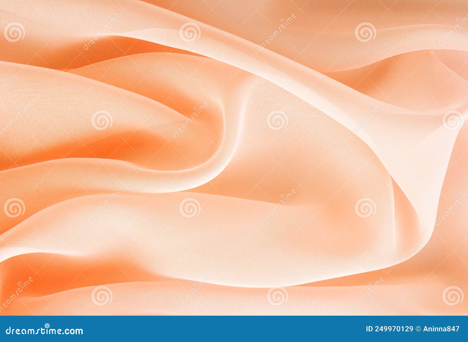 Light Orange Chiffon Fabric Draped with Wave Folds, Delicate Textile ...