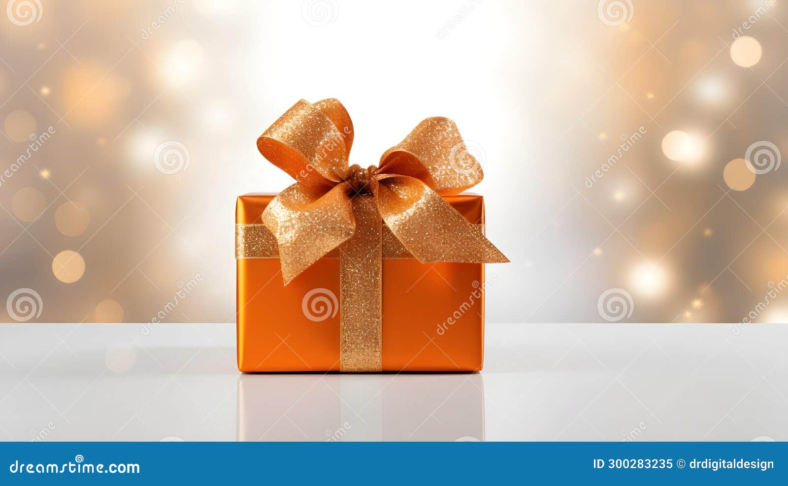Light Orange Gift Box in Front of a Light Background with Copy Space ...