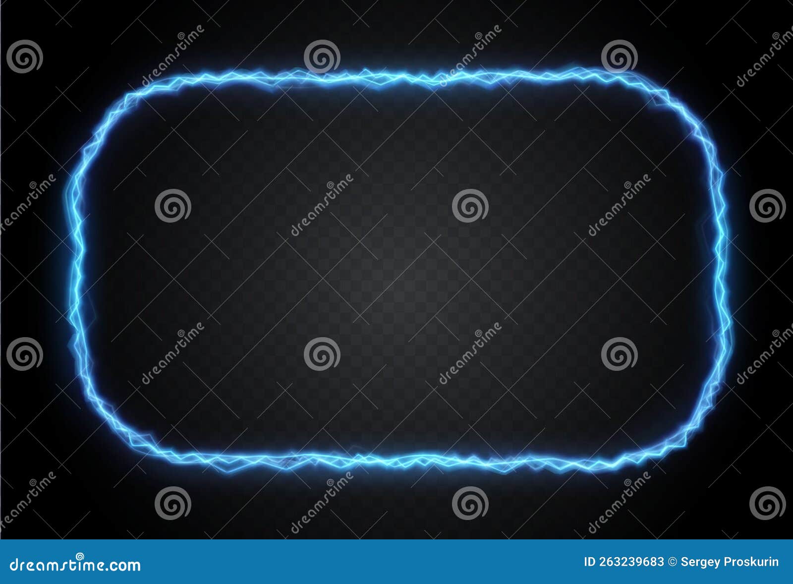 Light Oval Blue Lightning Png. Frame Made of Fire Light Effect Stock ...