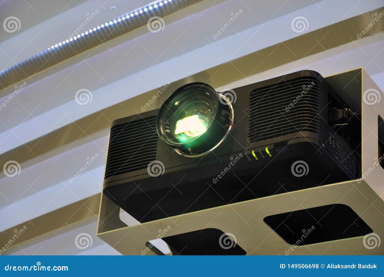 A Light from Overhead Projector in a Meeting Room Stock Photo - Image ...