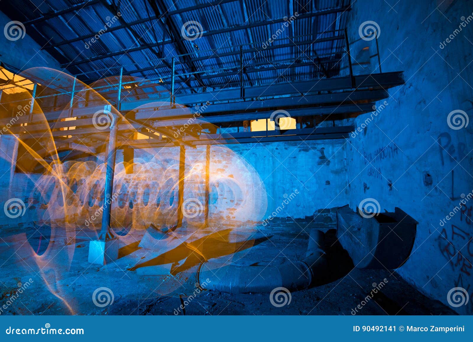 Light painting old factory stock image. Image of flaming - 90492141
