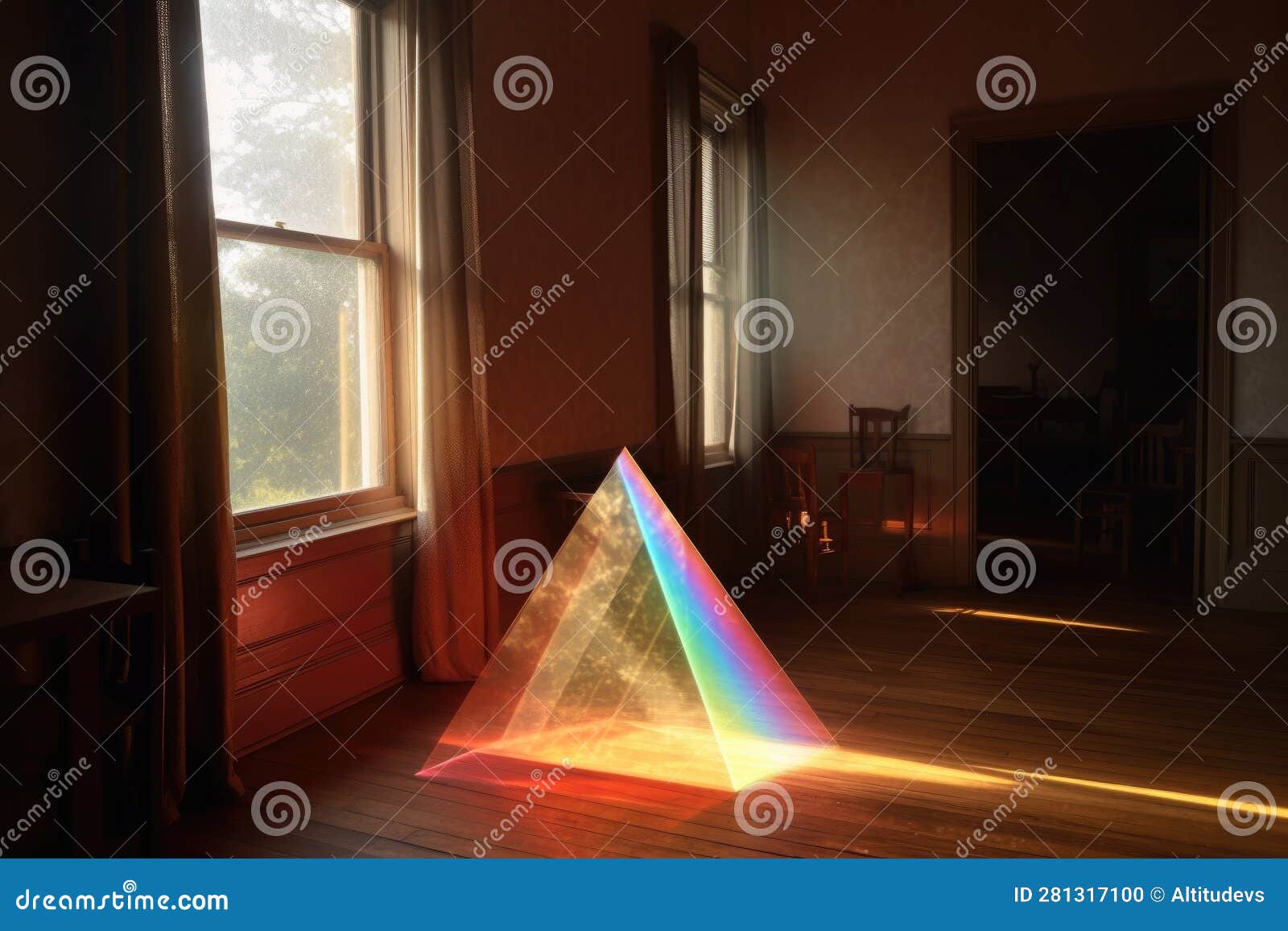 Light Passing through a Prism, Dispersing into Rainbow Spectrum Stock ...