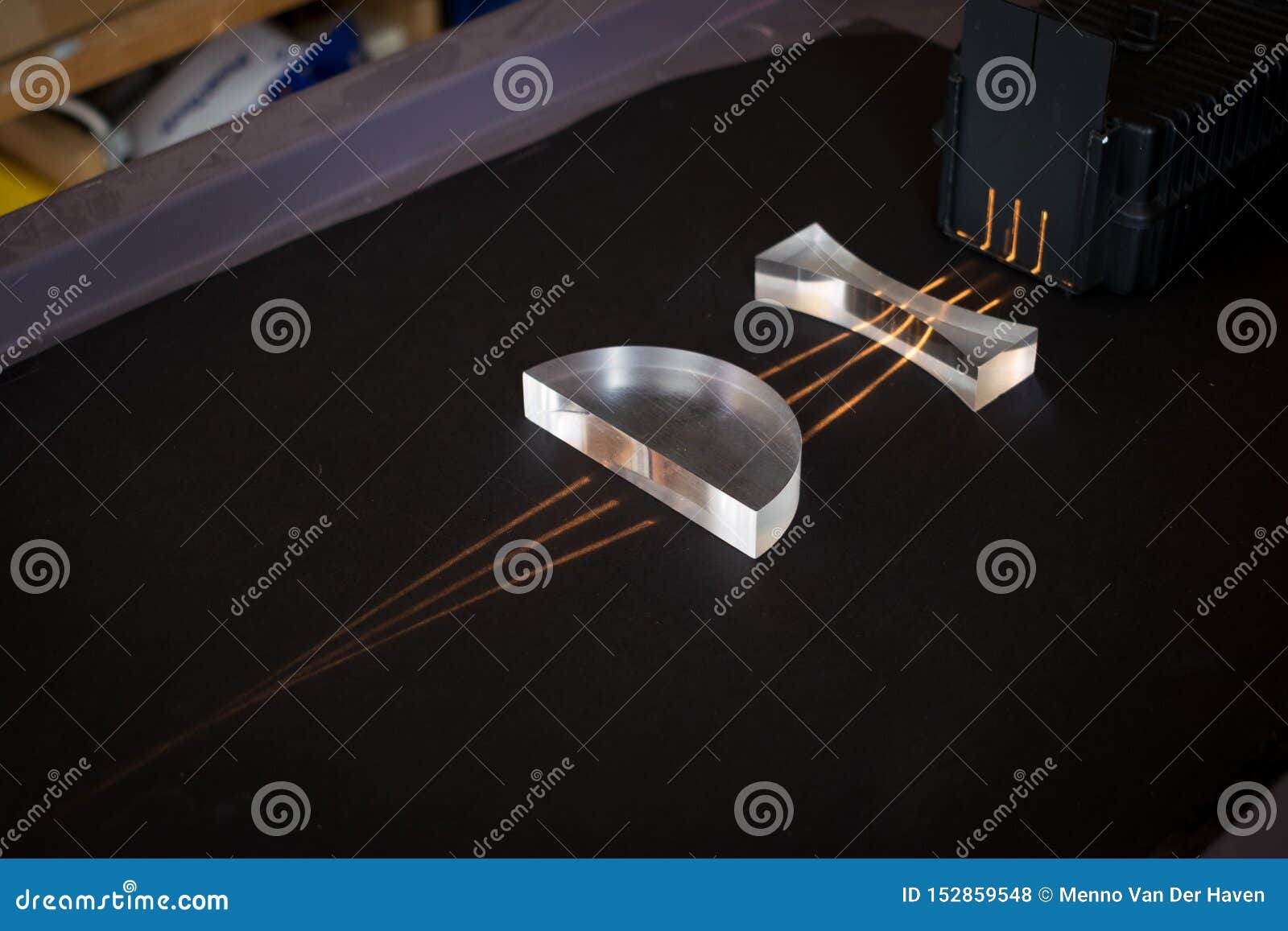 Light Passing through Two Different Kind of Lenses, Showing a Pattern ...