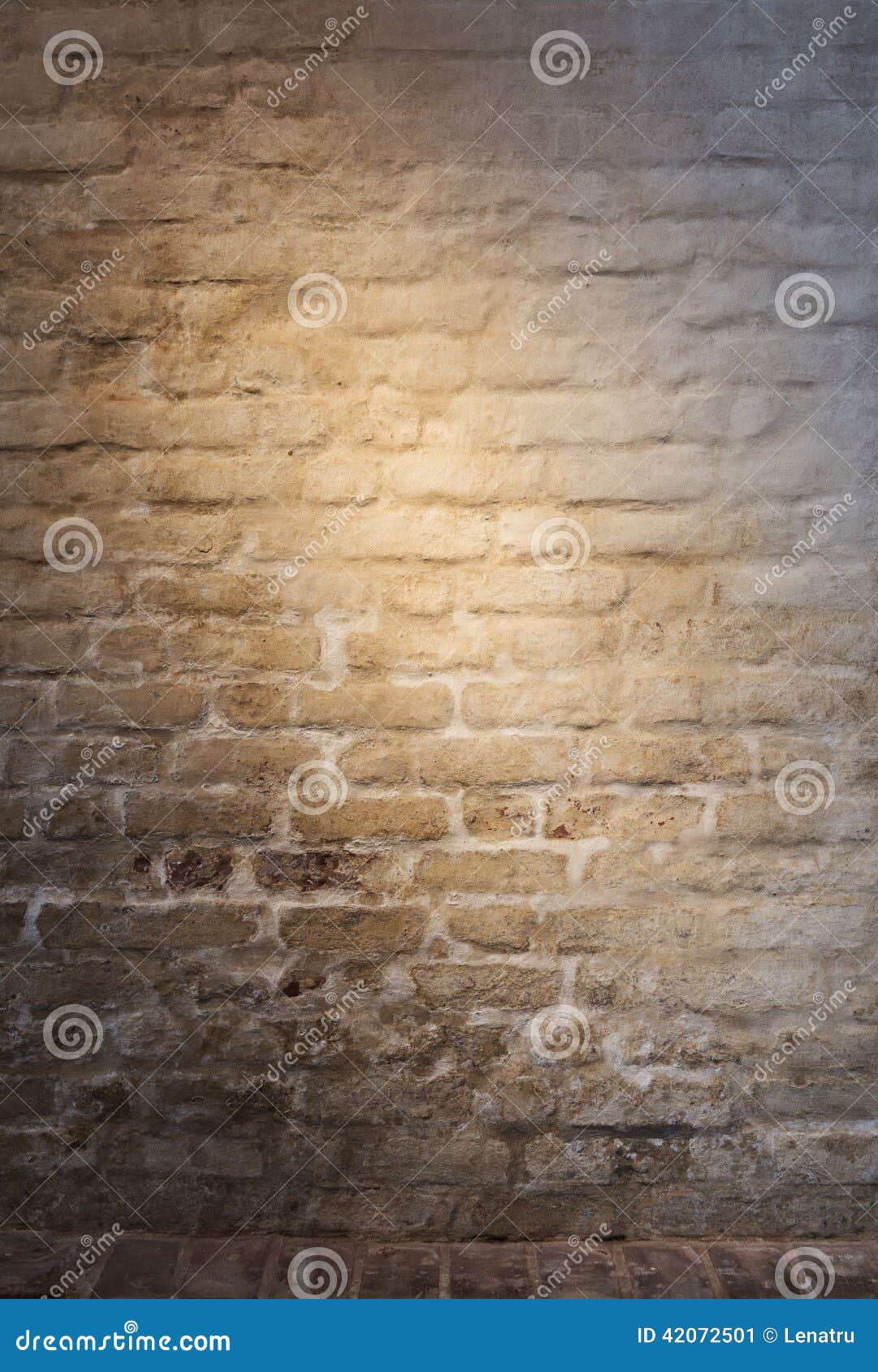 Light Patch of Light on the Old Plastered Brick Wall Stock Image ...