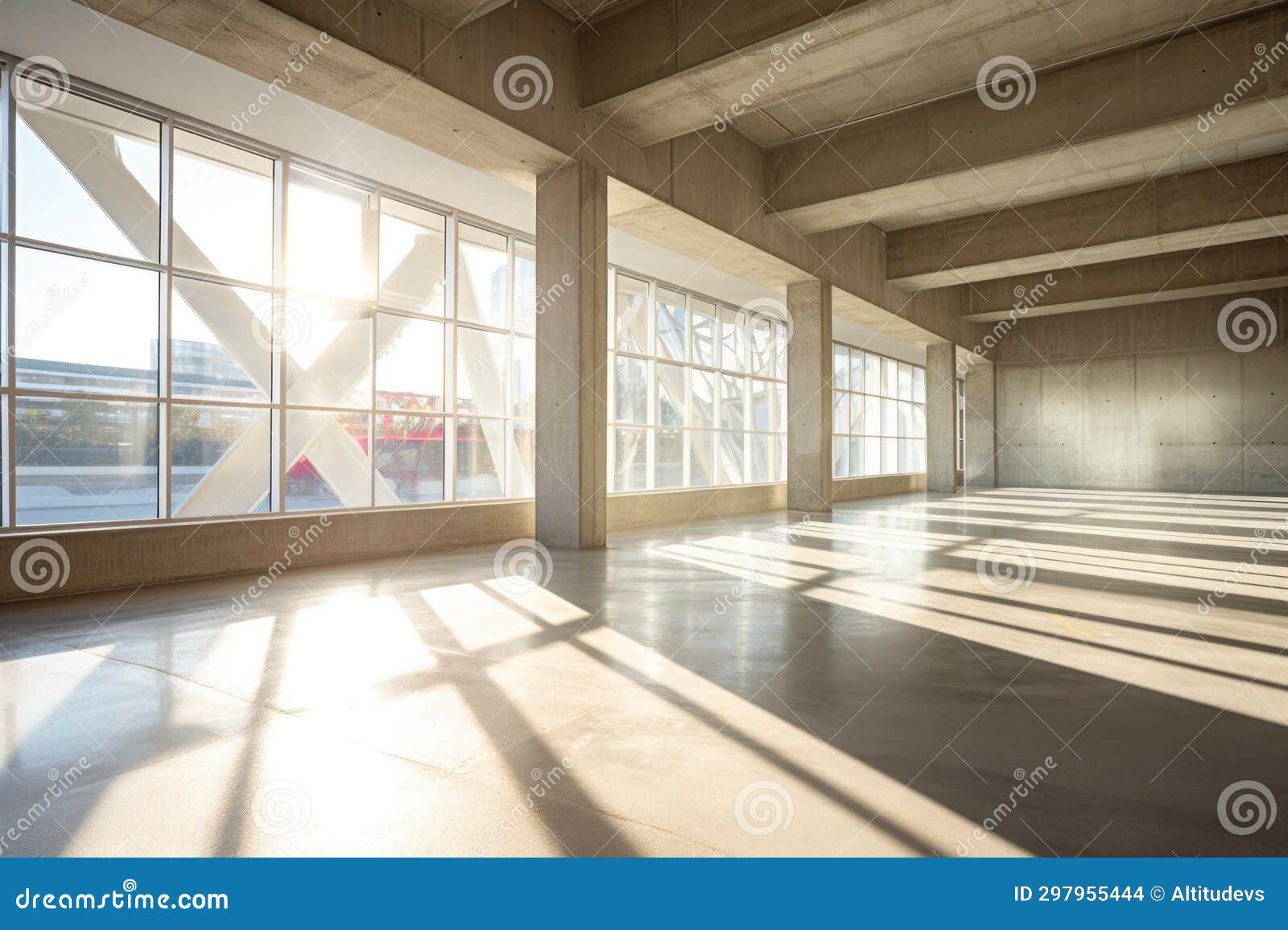 Light Patterns on Large Glass Windows in a Concrete Building Stock ...