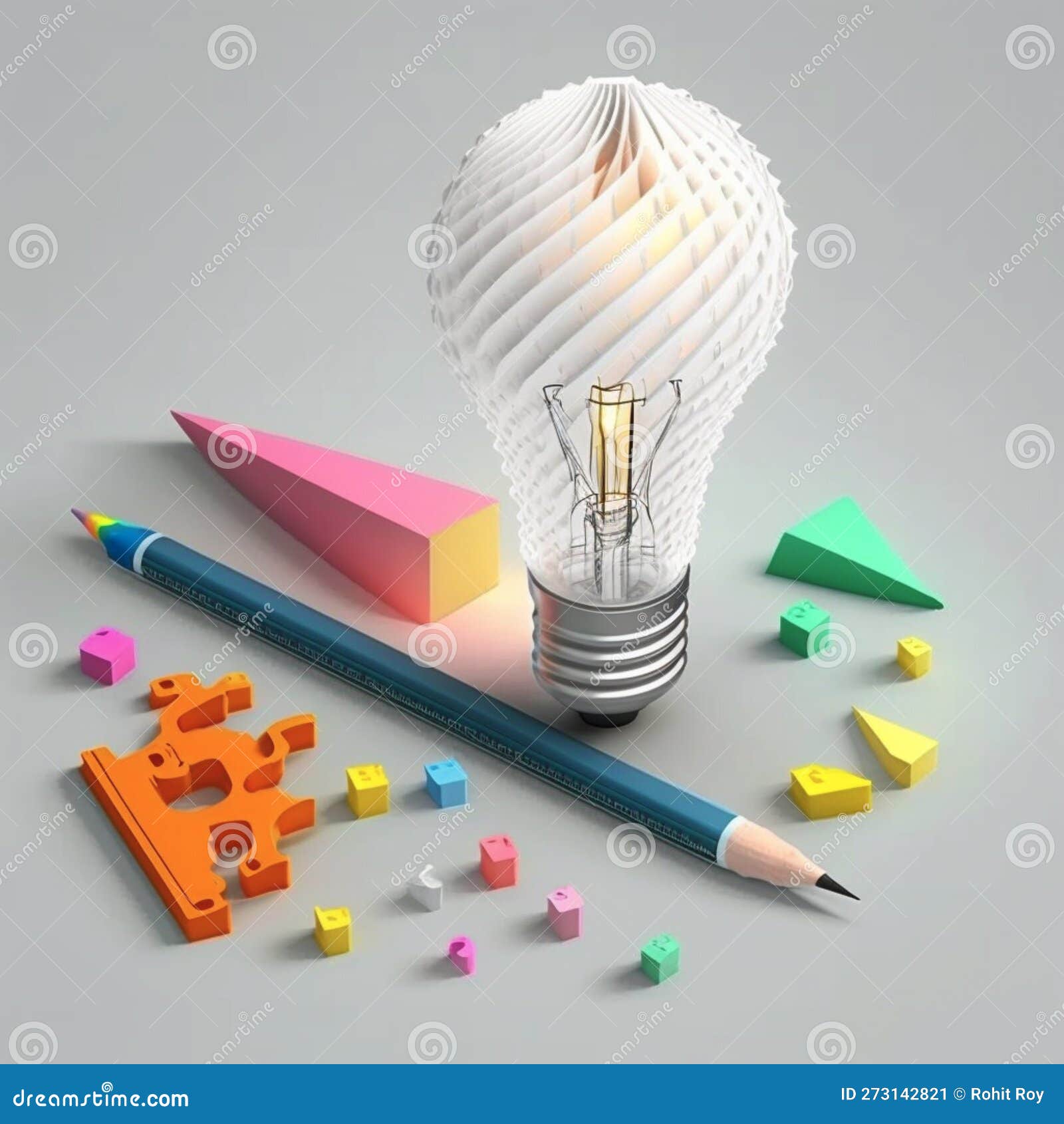 Light with Pencil and Ruler Stock Illustration - Illustration of board ...