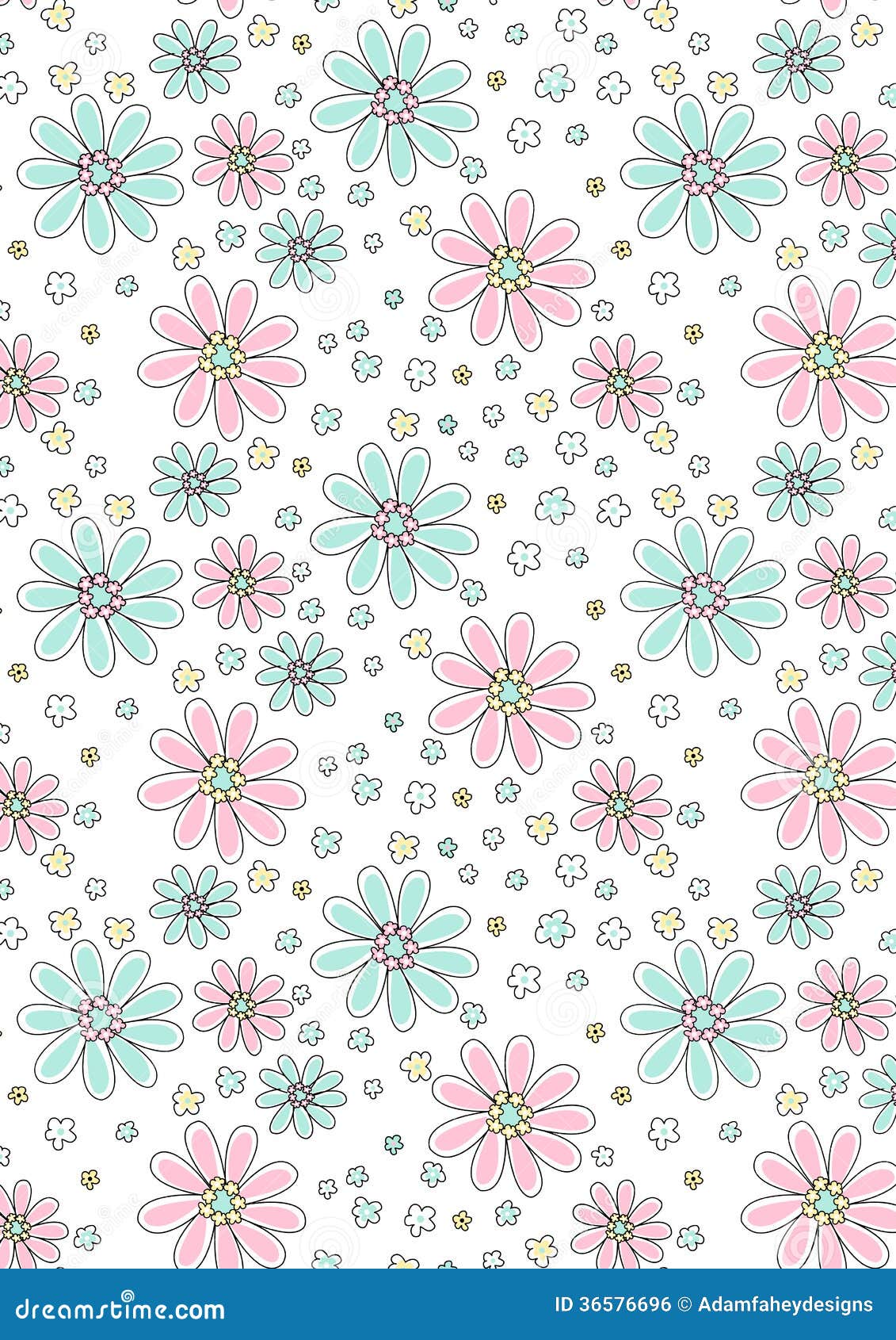 Light Pink and Aqua Floral Pattern. Stock Vector - Illustration of ...