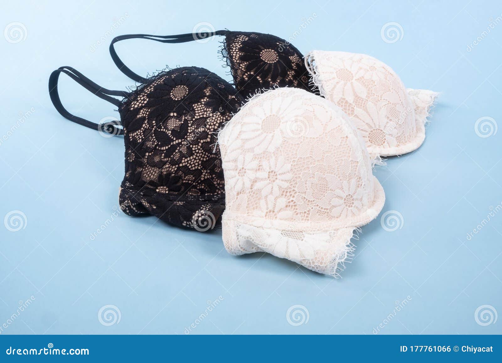 Light Pink and Black Lace Bras with Floral Pattern #2 Stock Photo ...