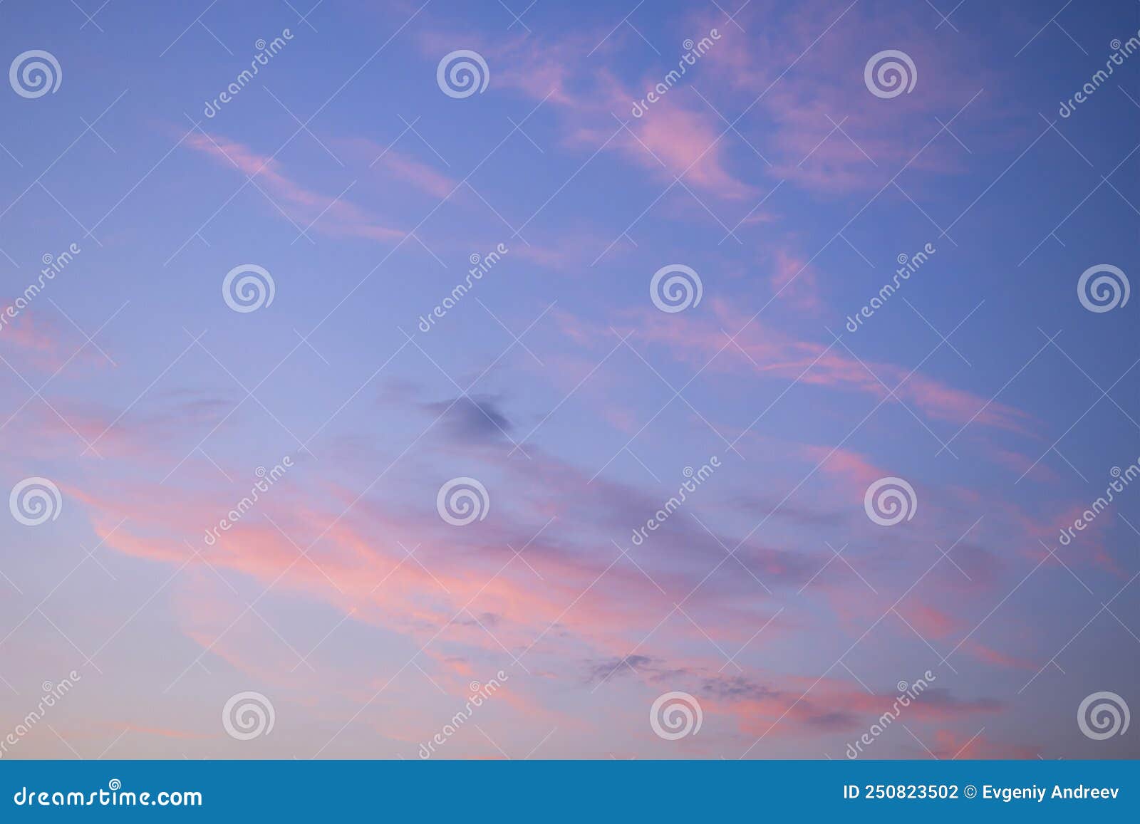 Light Pink Clouds in the Blue Sky. Sunset Stock Photo - Image of ...
