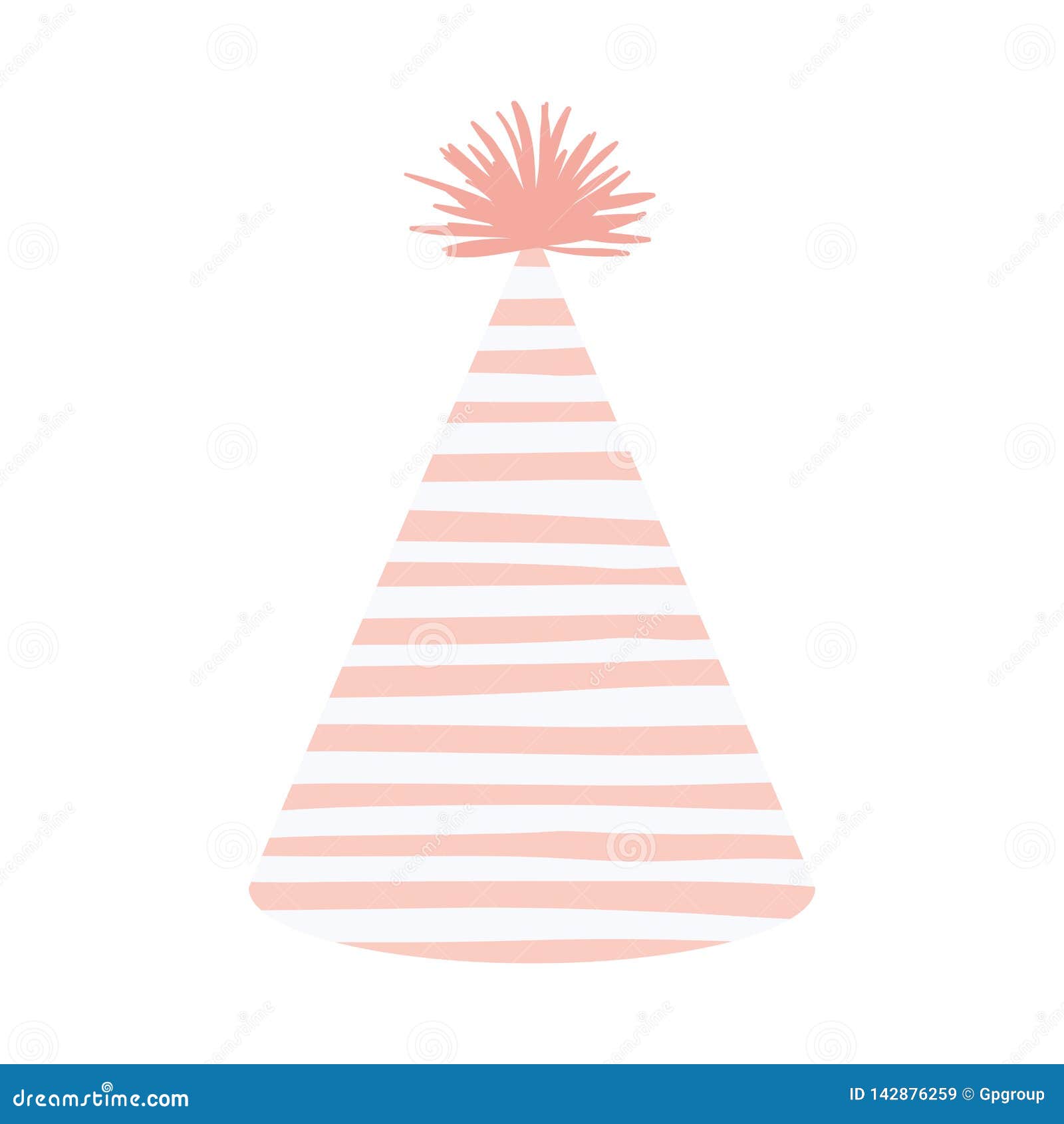 Light Pink Color Silhouette Party Hat With Several Lines Decoratives ...
