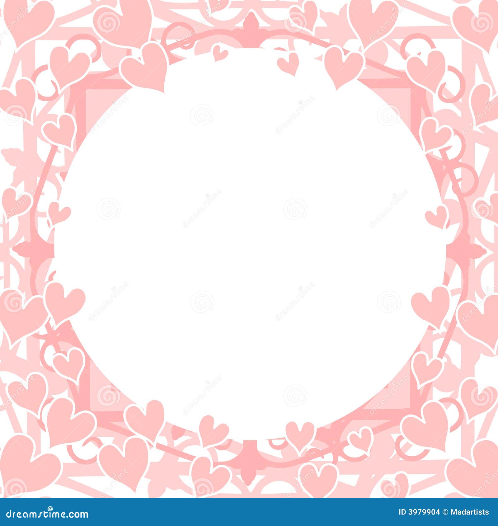 Light Pink Hearts Circular Round Frame Stock Illustrations – 3 Light ...