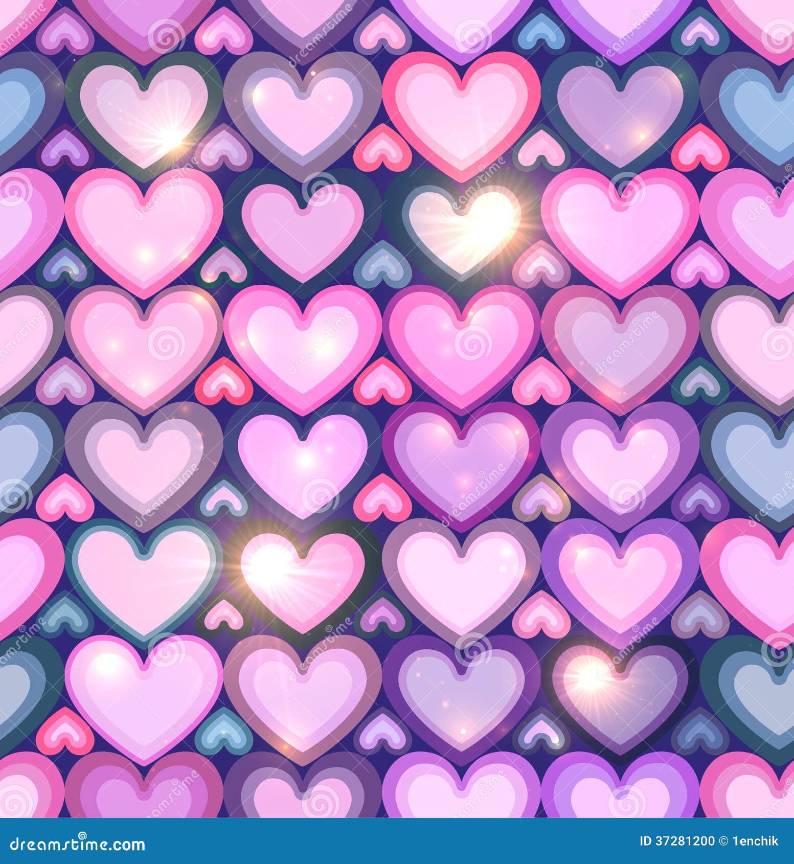Light Pink Hearts Shining Seamless Pattern Stock Vector - Illustration ...
