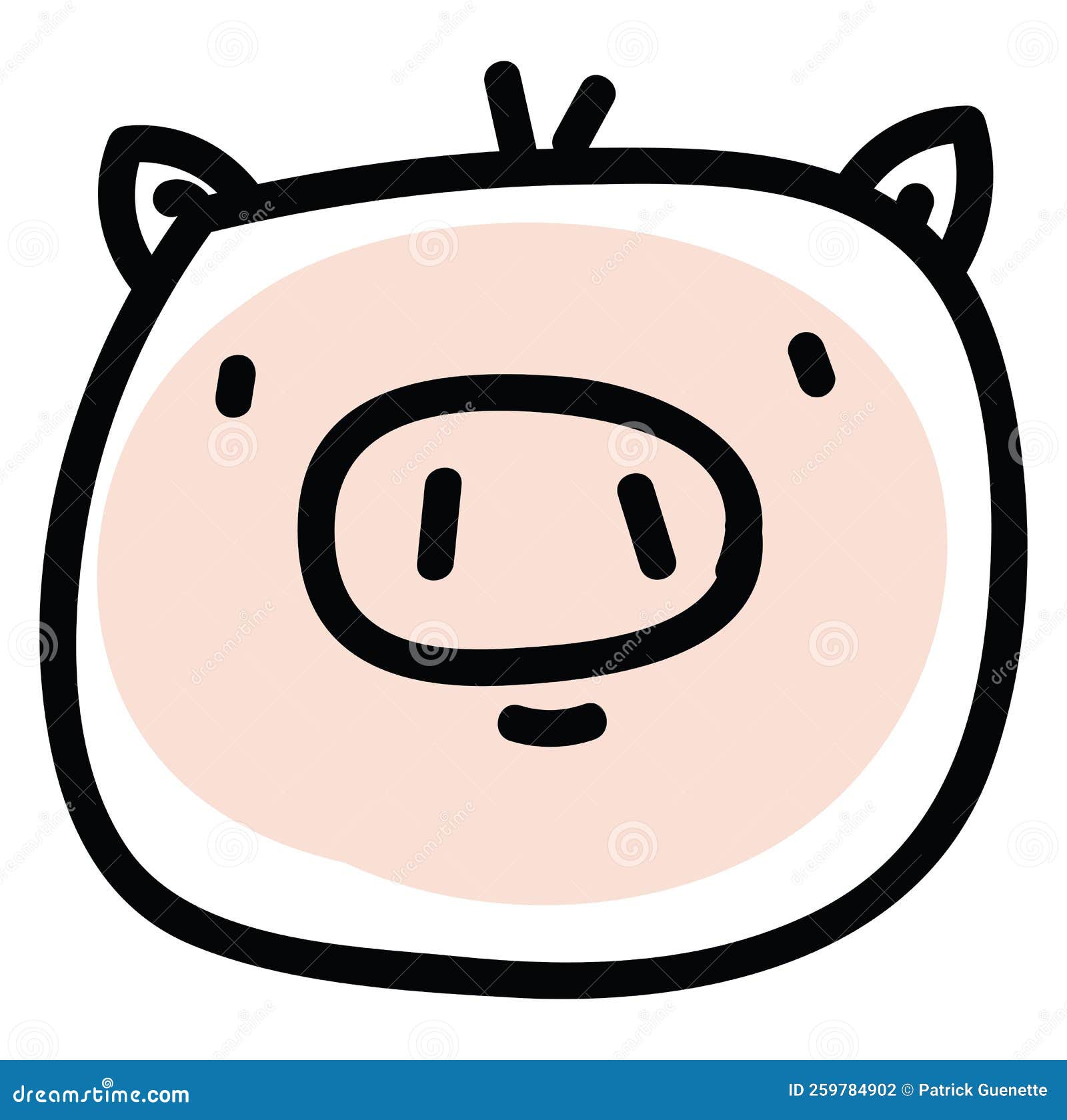 Light pink pig head, icon stock vector. Illustration of drawing - 259784902