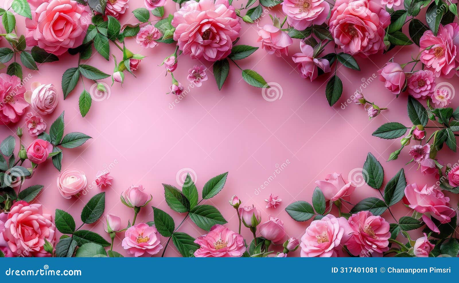 Light Pink Roses Frame on a Pink Background Stock Illustration ...