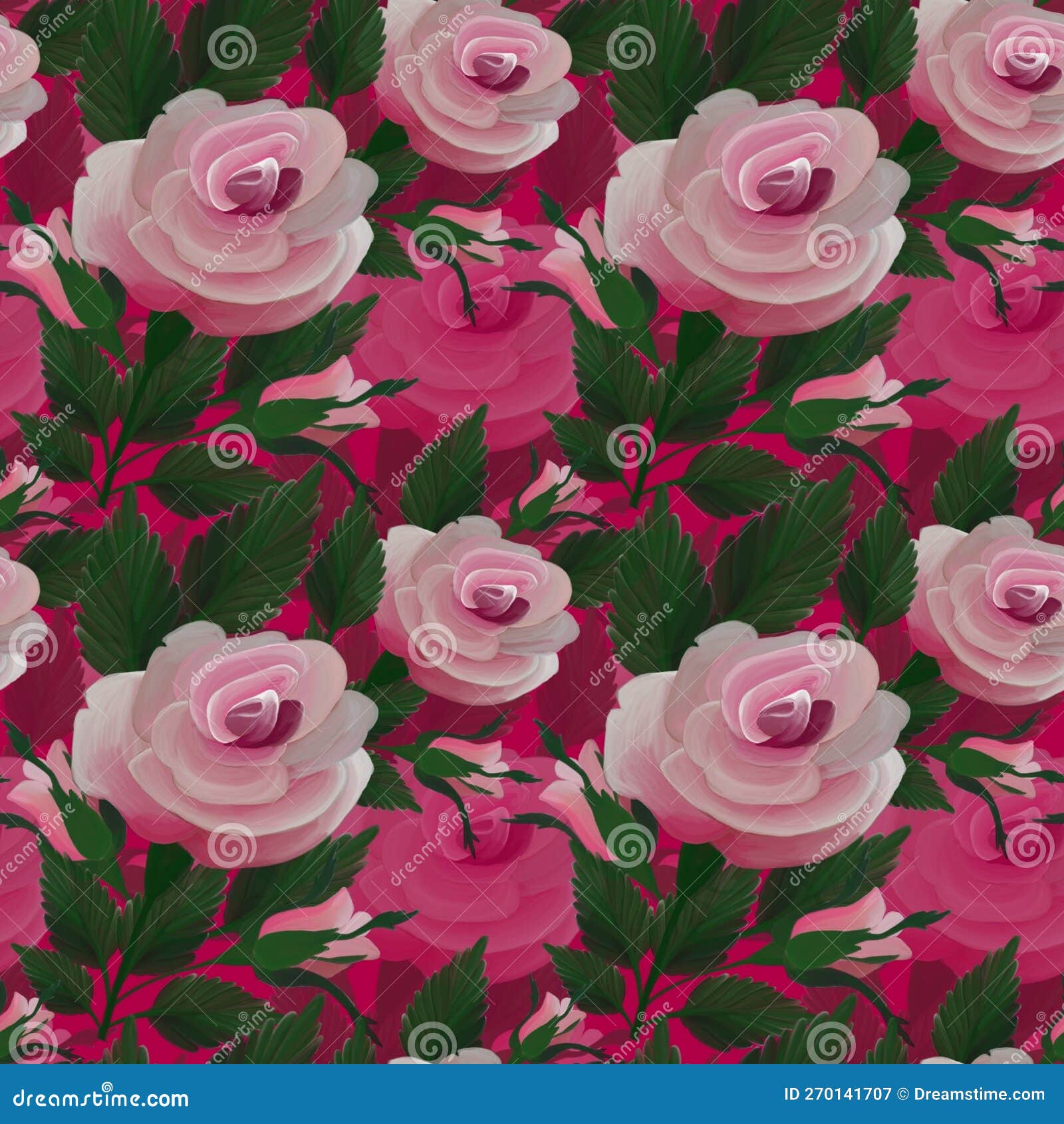 Light Pink Roses Seamless Pattern Stock Illustration - Illustration of ...