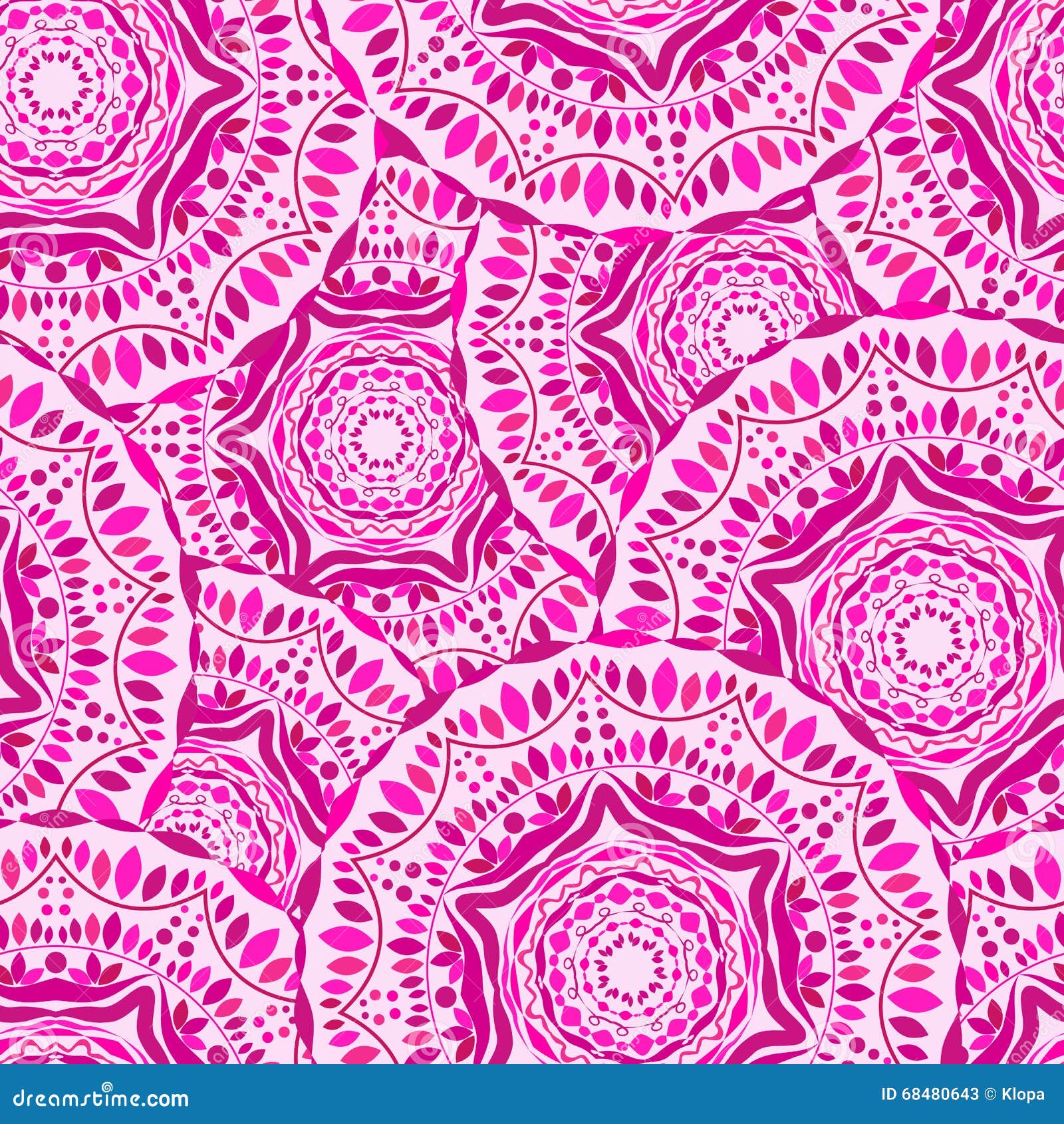 Light Pink Seamless Pattern with Round Mandala Stock Vector ...