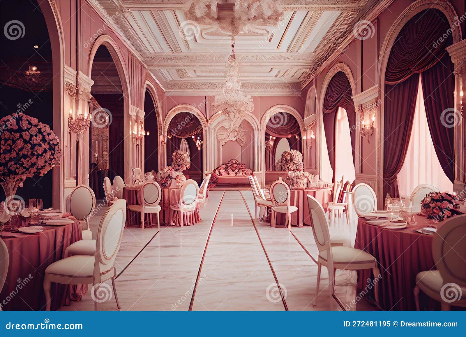 Light Pink Wedding Hall.generative Ai Stock Illustration - Illustration ...